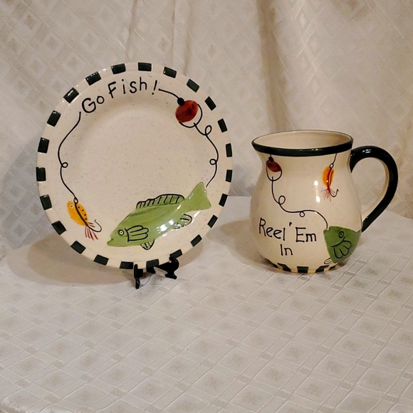 Accents | Fishing Plate And Pitcher | Poshmark